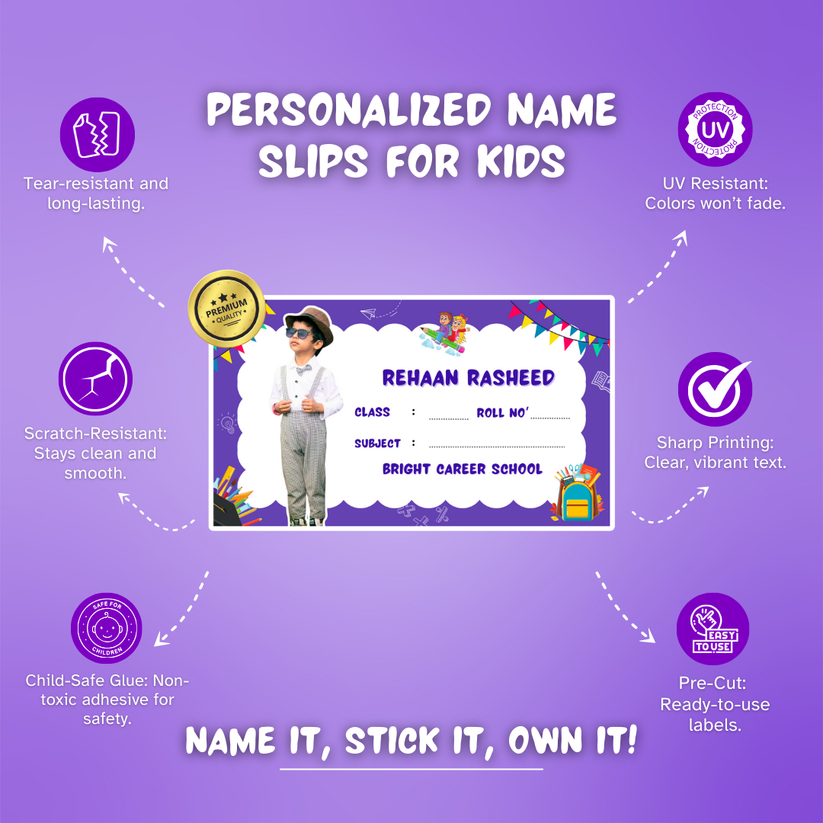 Cute & Colorful Cartoon Name Slips for Kids’ Notebooks | Fun Cartoon D ...